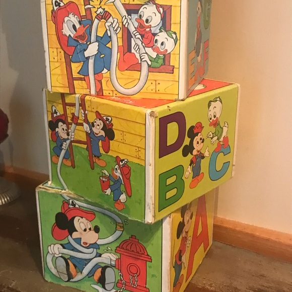 Disney | Toys | Antique Disney Nesting Stacking Blocks Boxes Mickey ...